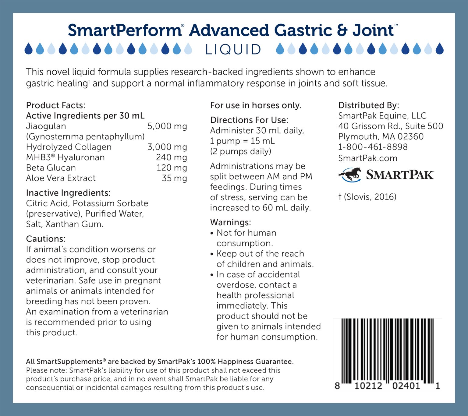 SmartPak SmartPerform Advanced Gastric & Joint Liquid - J&B Pet Source